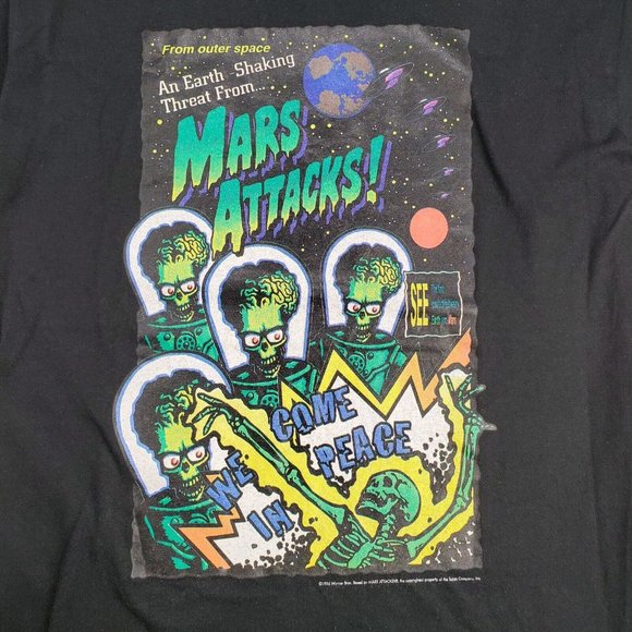 Universal Studio | Shirts | Mars Attacks Vintage 996 Movie Tshirt Topps ...